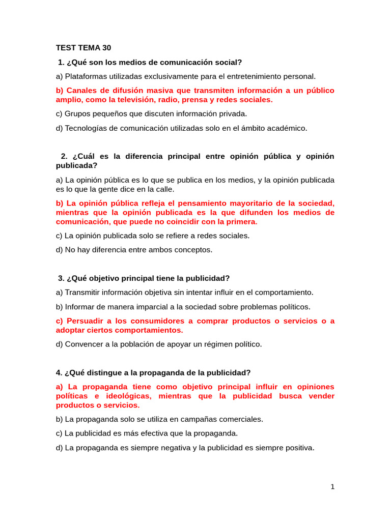 Test Tema 30 | PDF | Propaganda | Publicidad