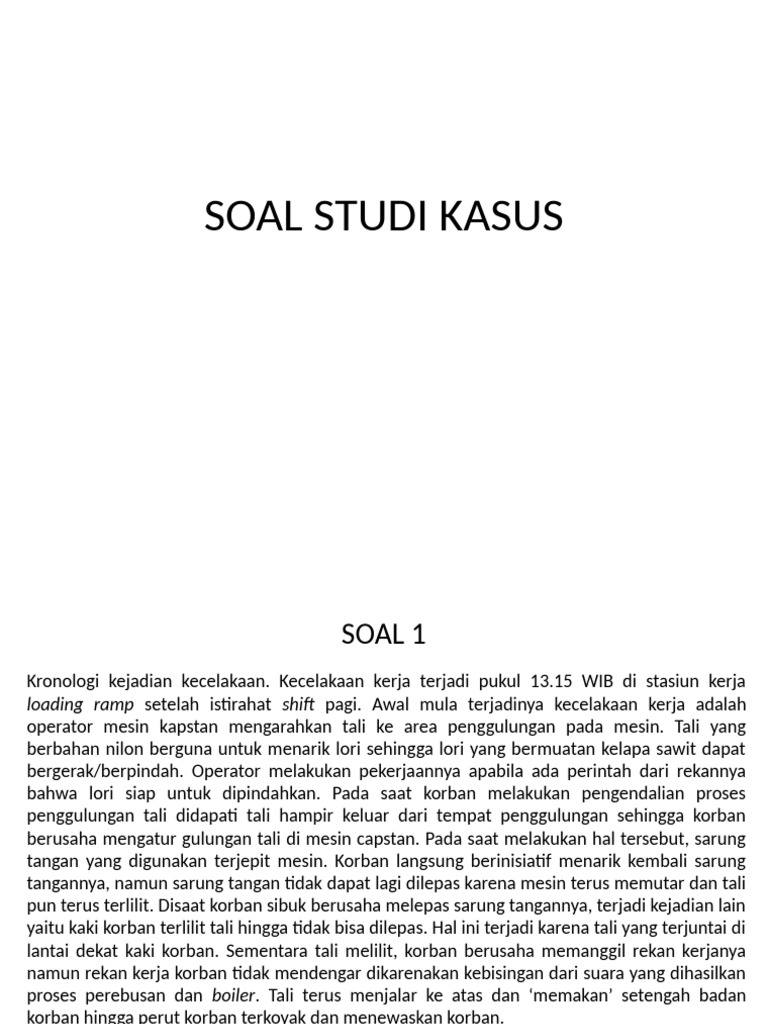 Soal Studi Kasus Analisa Kecelakaan Kerja | PDF