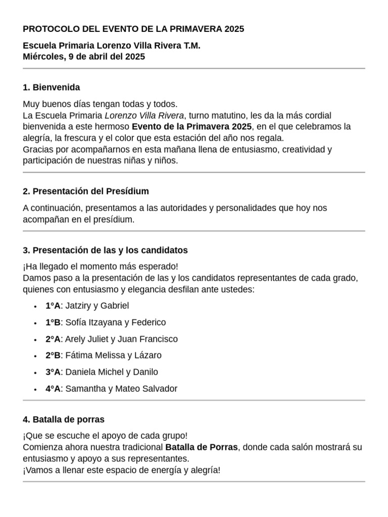 Protocolo Evento Reinitas | PDF