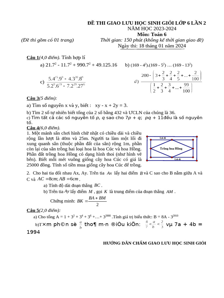 De Thi HSG Toan 6 115202414 | PDF