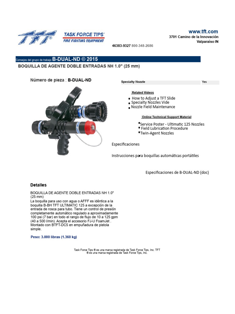 B-DUAL Dual Agent Nozzle TFT (Esp) | PDF