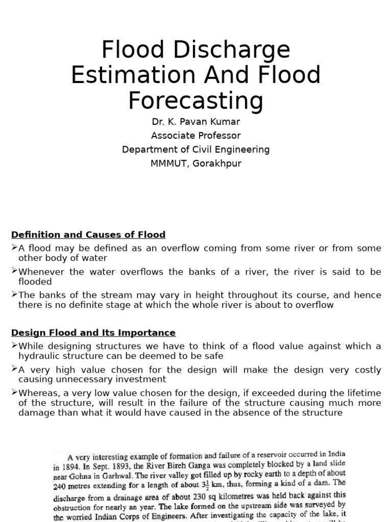 Flood Discharge and Flood Forecasting | PDF | Flood | Drainage Basin