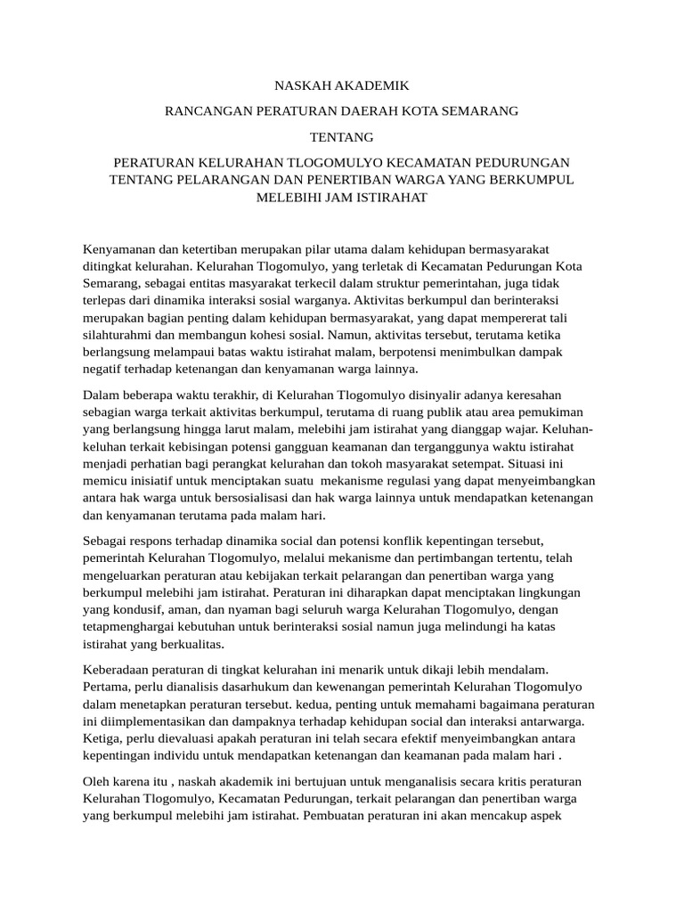 Peraturan Larangan Berkumpul Tlogomulyo | PDF