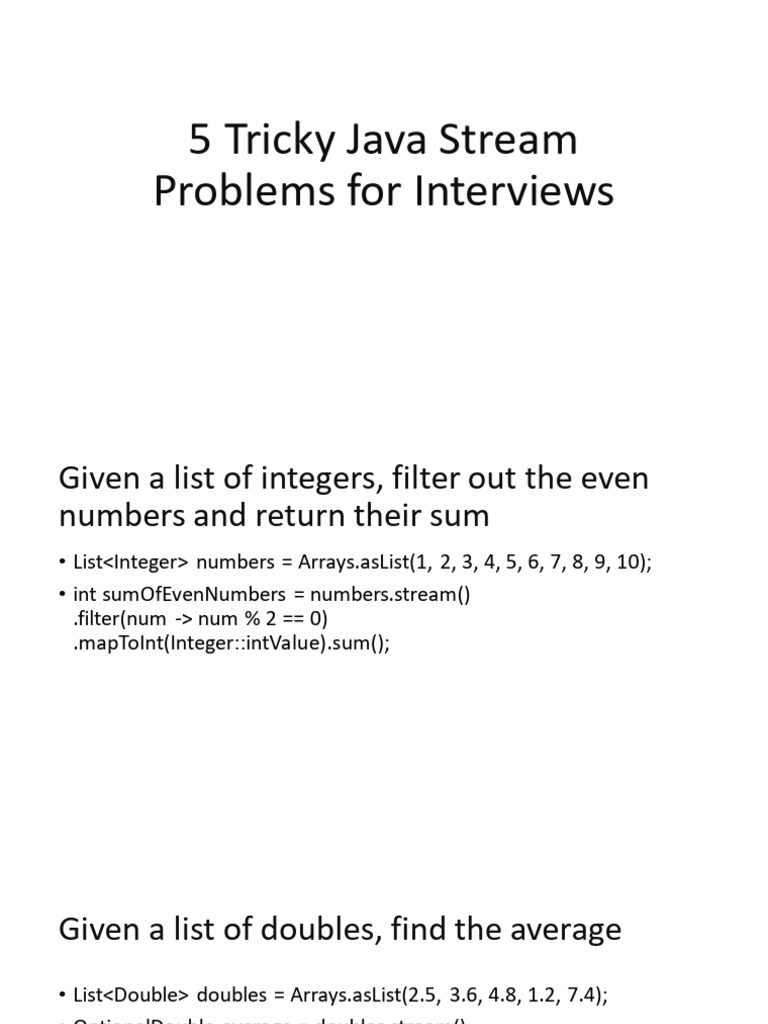 5 Tricky Java Stream Problems For Interviews 1708367144 | PDF