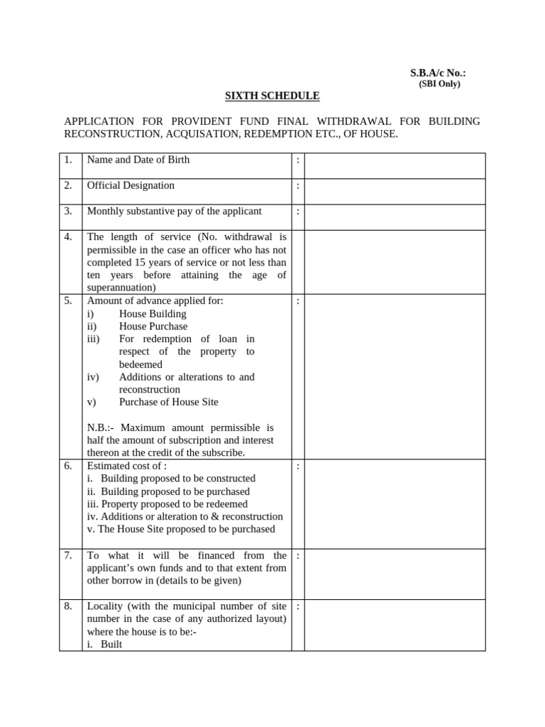 Format of GPF Partial Final Withdrawal Building Construction | PDF ...