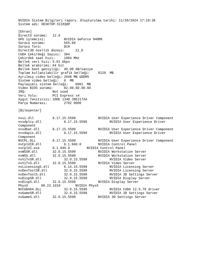 NVIDIA System Information 11-20-2024 17-19-38 | PDF