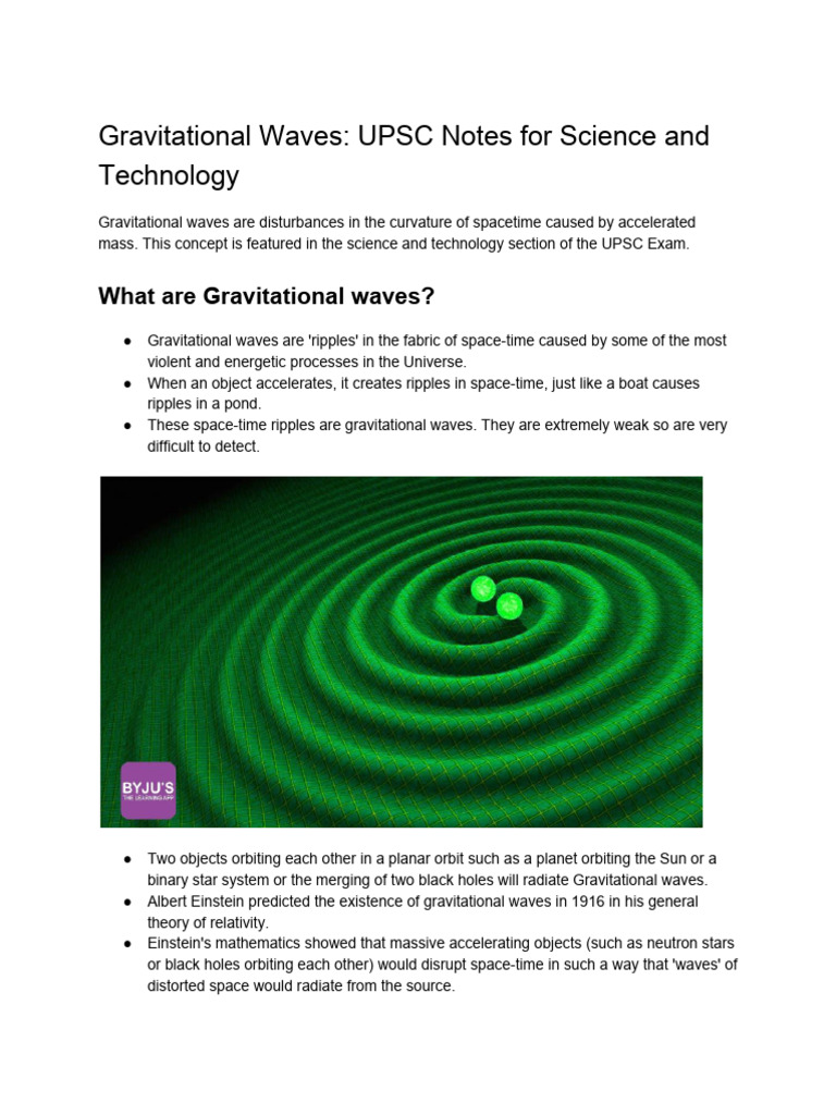 Gravitational Waves for UPSC Preparation | PDF | Gravitational Wave | Ligo
