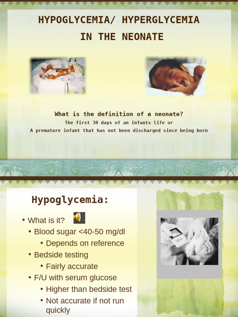 Neonatal Hypoglycemia and Hyperglycemia Guide | PDF | Infants | Preterm ...