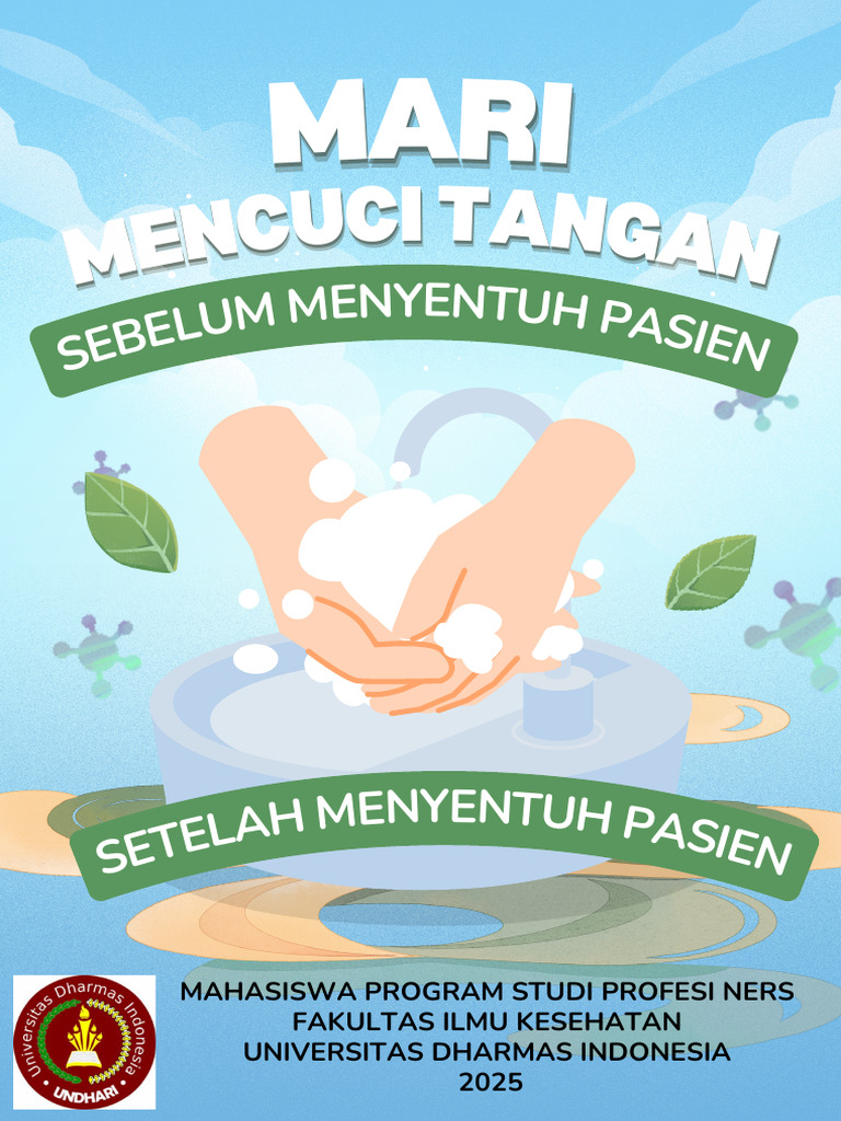 Biru Hijau Ilustrasi Cuci Tangan Poster | PDF
