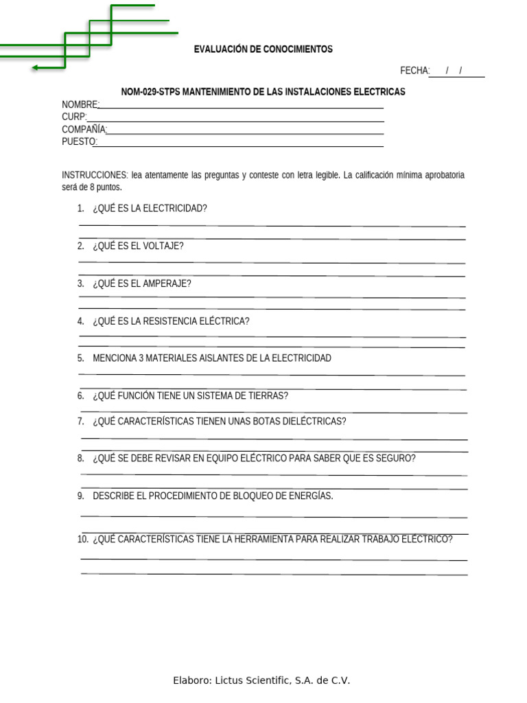 01. Evaluación Nom-029 | PDF