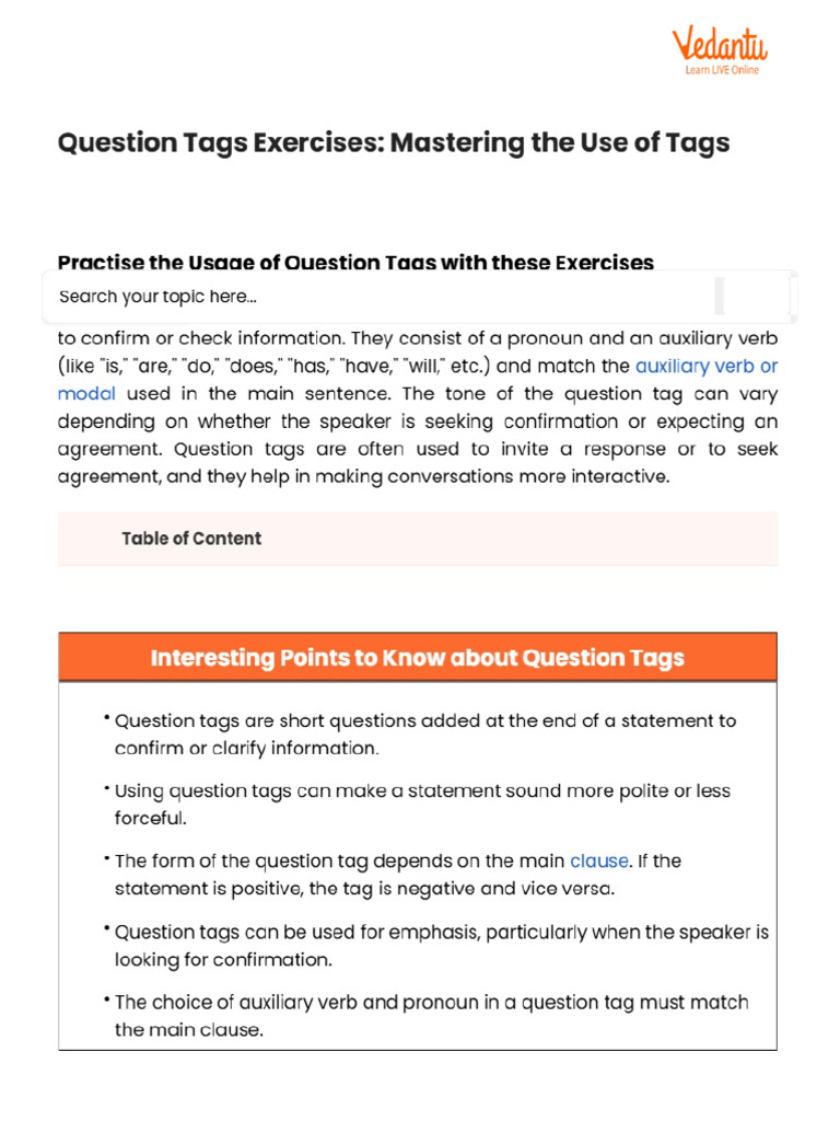 Question Tags Exercises - Mastering The Use of Tags | PDF