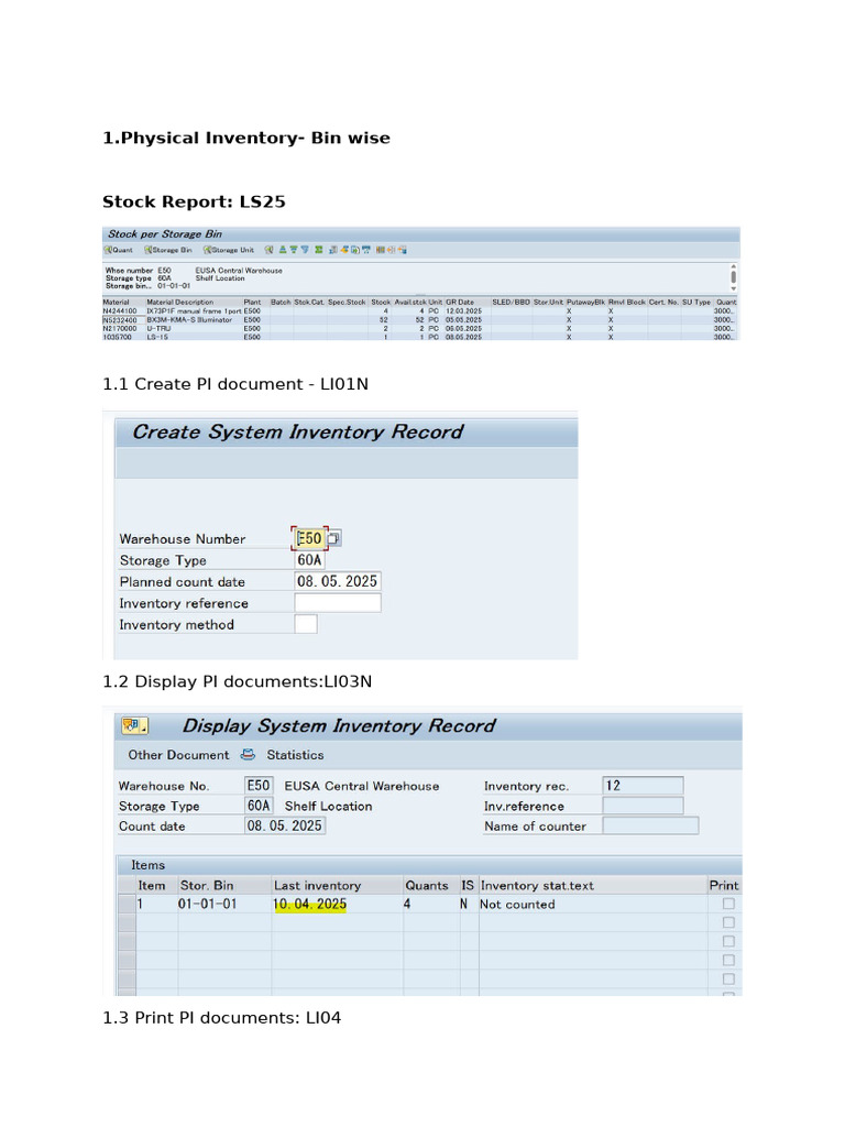 Physical Inventory User Manual | PDF
