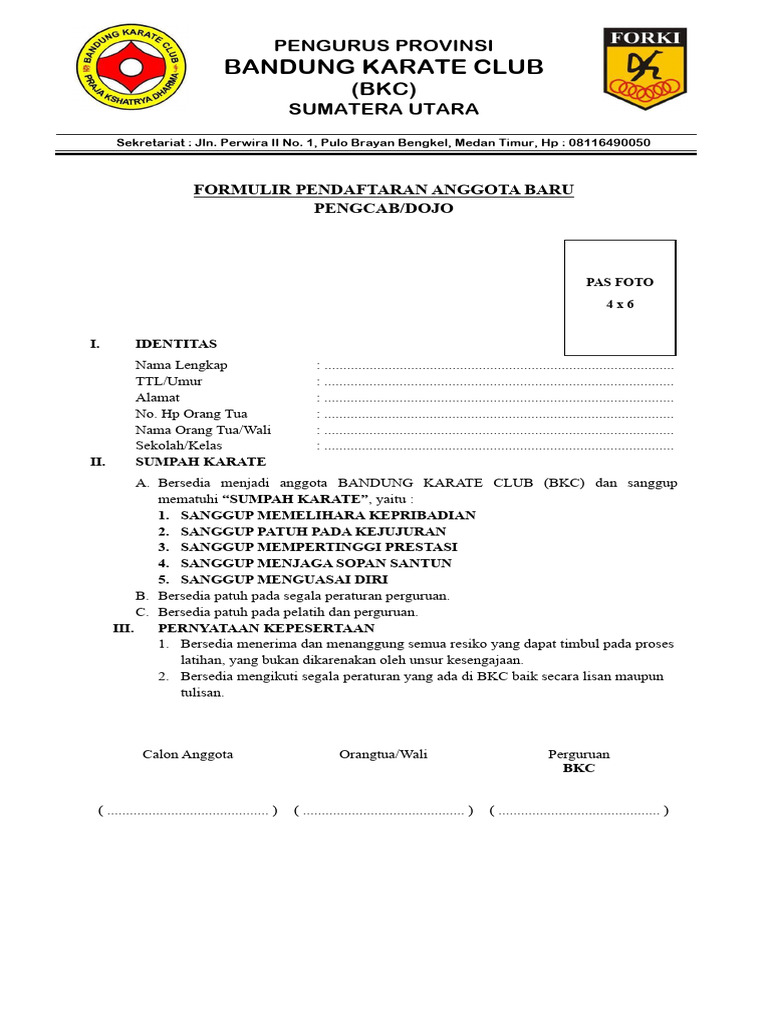 Formulir Pendaftaran - Murid Baru | PDF