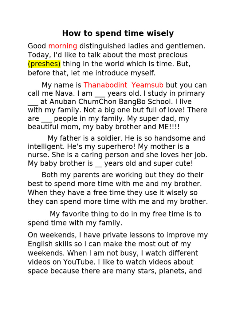 How To Spend Time Wisely | PDF