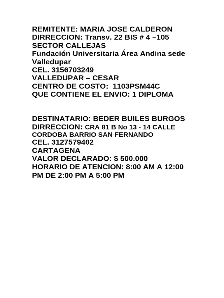 Rotulo de Envios | PDF