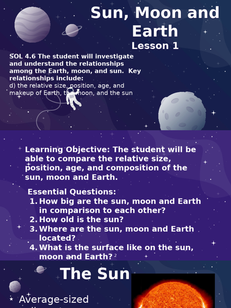 Slideshow Mon 11 - 30 Sun, Moon & Earth Lesson 1 | PDF | Earth | Sun