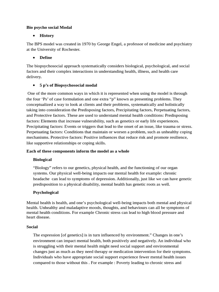 Biopsychosocial Model in Mental Health | PDF | Mental Health | Mental ...