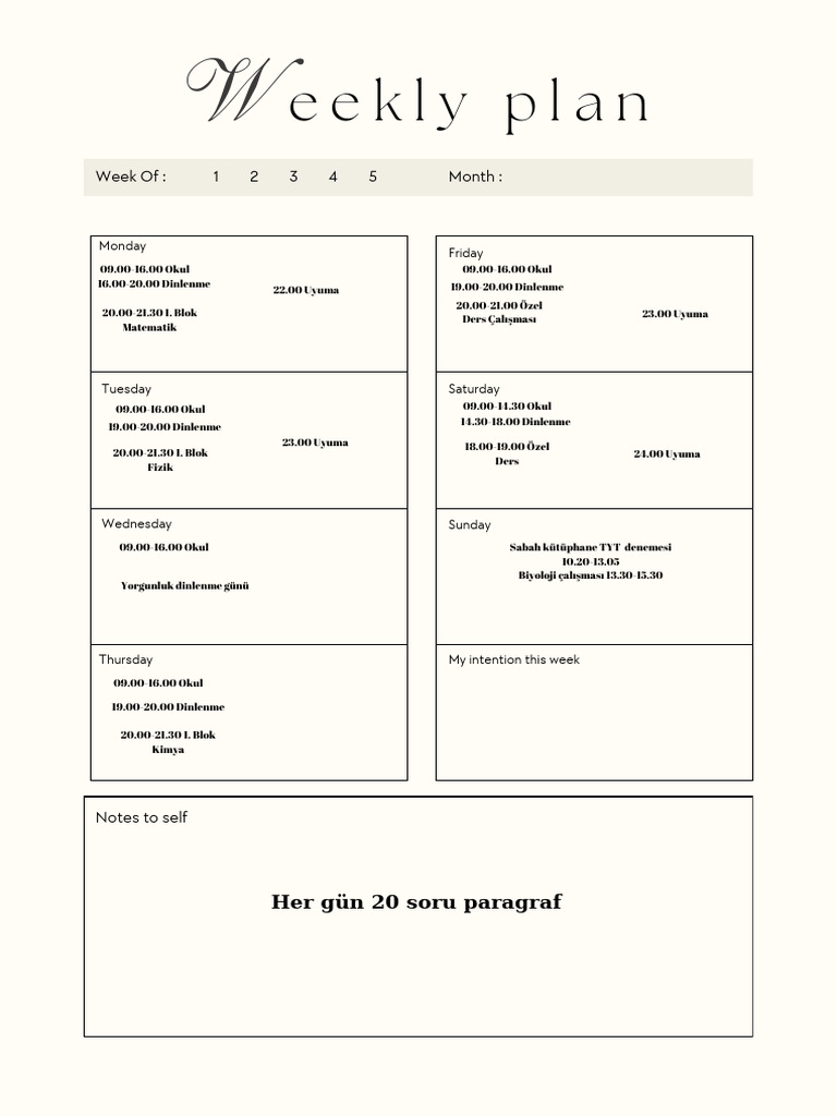 Neutral Simple Minimalist Weekly Lesson Plan | PDF