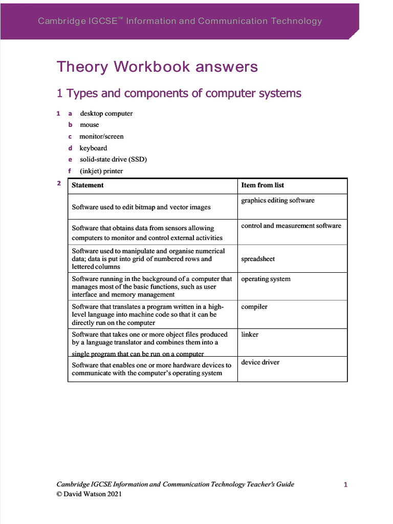 Cambridge IGCSE ICT Theory Workbook ANSWERS 3 | PDF | Qr Code | Barcode