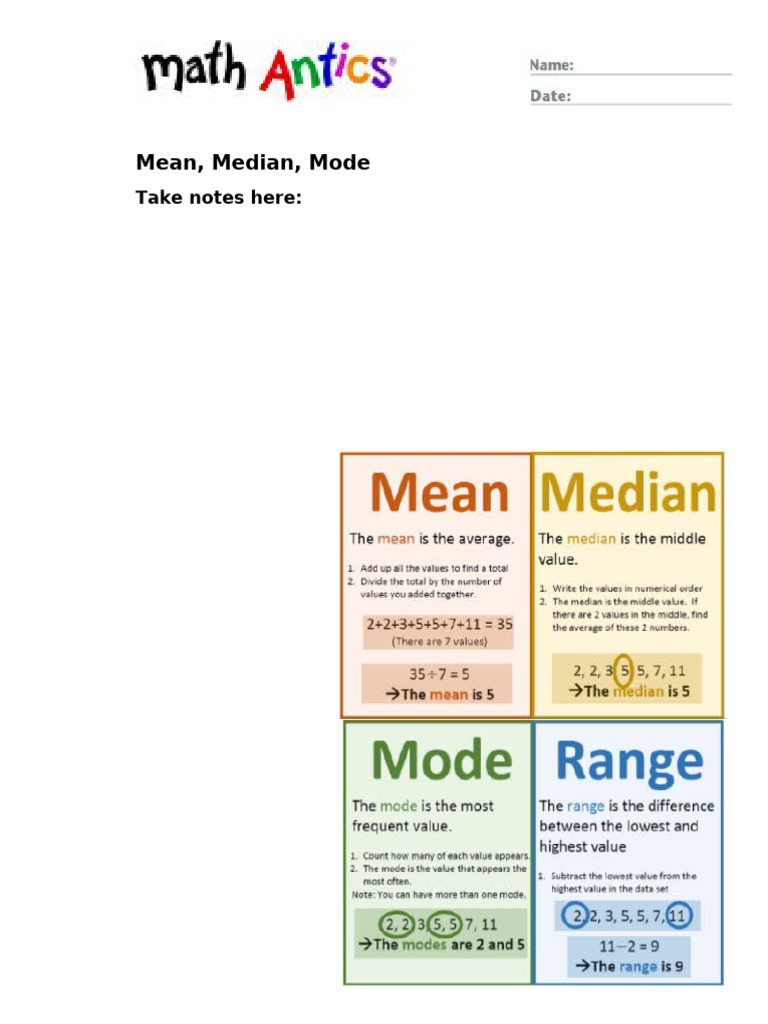 Math Antics Notes Mean | PDF