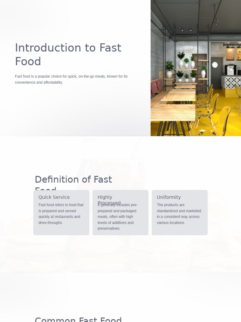 Introduction To Fast Food | PDF | Fast Food | Fat