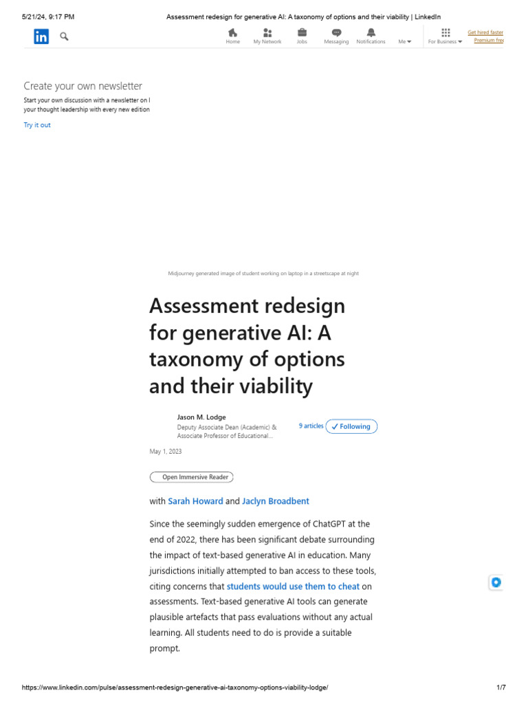 Assessment Redesign For Generative AI - A Taxonomy of Options and Their Viability - LinkedIn ...