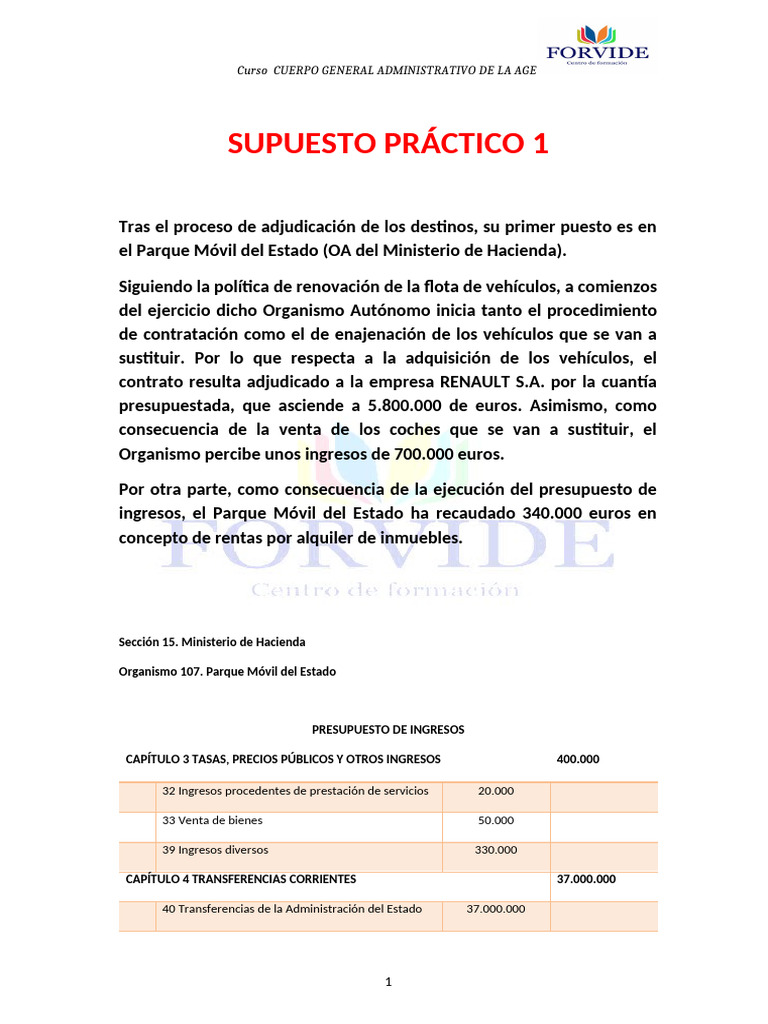 Supuesto Práctico 3. Simulacros | PDF | Presupuesto | Impuestos