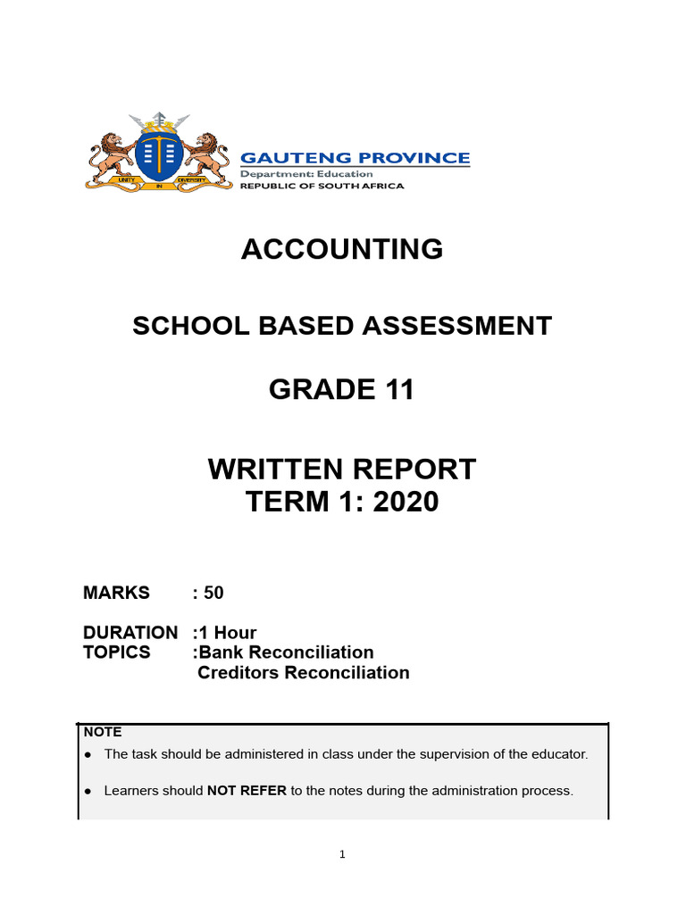 Grade 11 Written Report -Question Paper 2020.Docx | PDF | Banks | Cheque