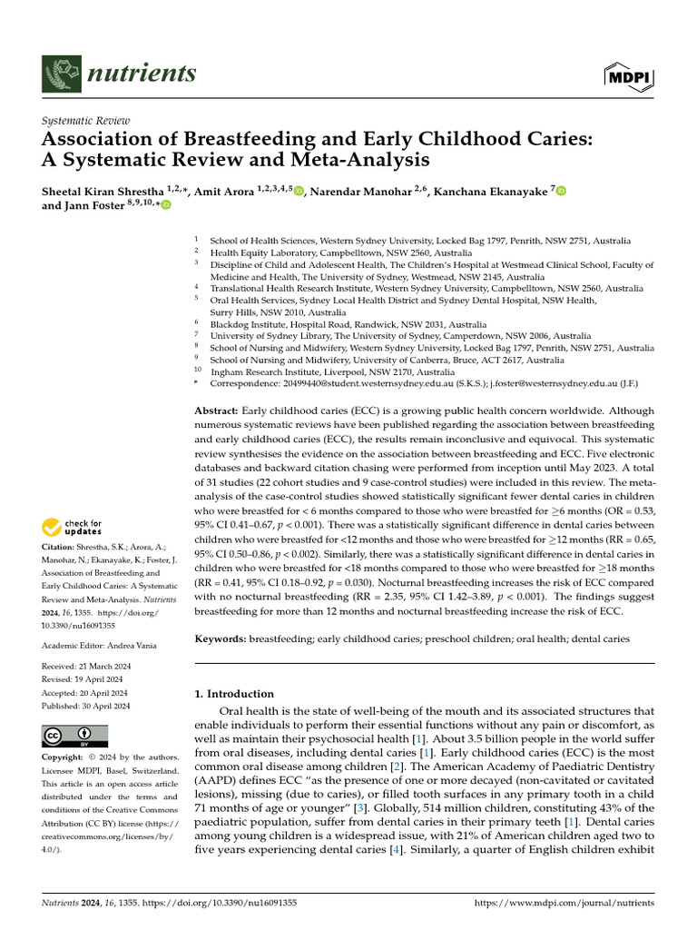 Breastfeeding's Impact on Early Childhood Caries | PDF | Health Care ...