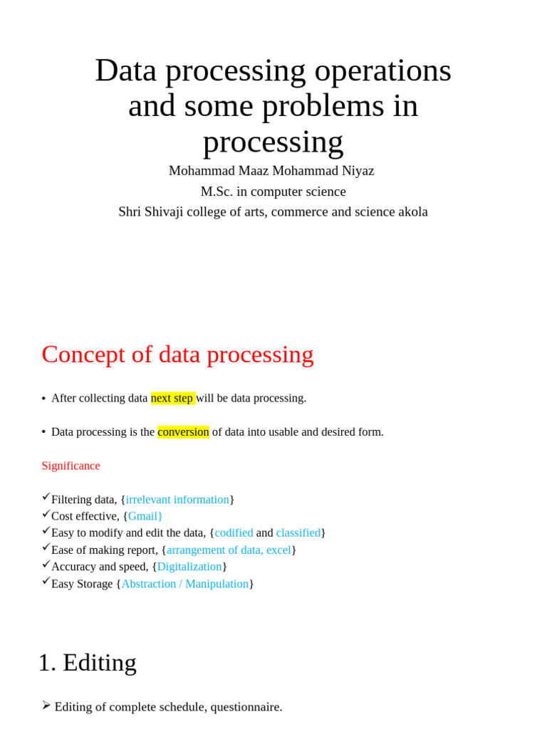 Data Processing Operations and Challenges | PDF