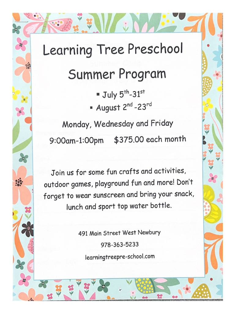 Learning Tree Preschool | PDF