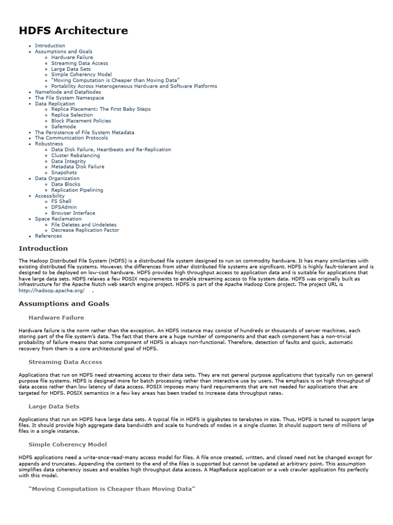 Apache Hadoop 3.4.1 - HDFS Architecture | PDF | Apache Hadoop | File System