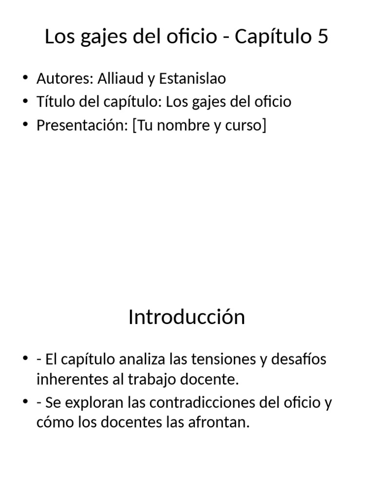 Los Gajes Del Oficio Cap5 | PDF