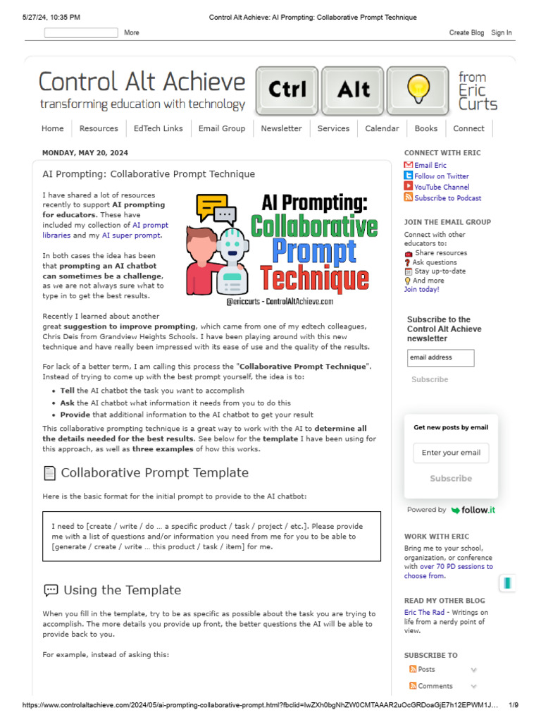 Control Alt Achieve - AI Prompting - Collaborative Prompt Technique ...
