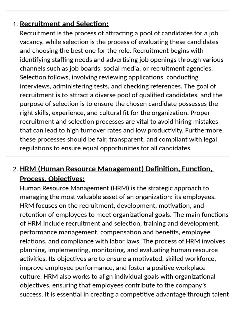 Recruitment and Selection | PDF | Human Resource Management ...
