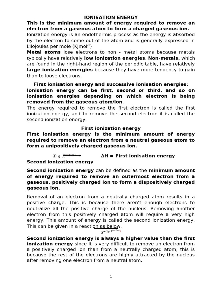 Understanding Ionization Energy Trends | PDF | Ionization | Ion