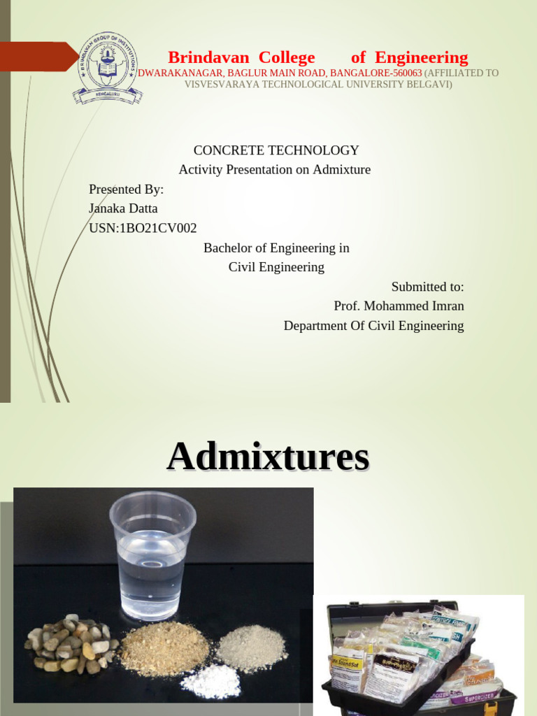 Admixtures - Datta | PDF | Concrete | Cement