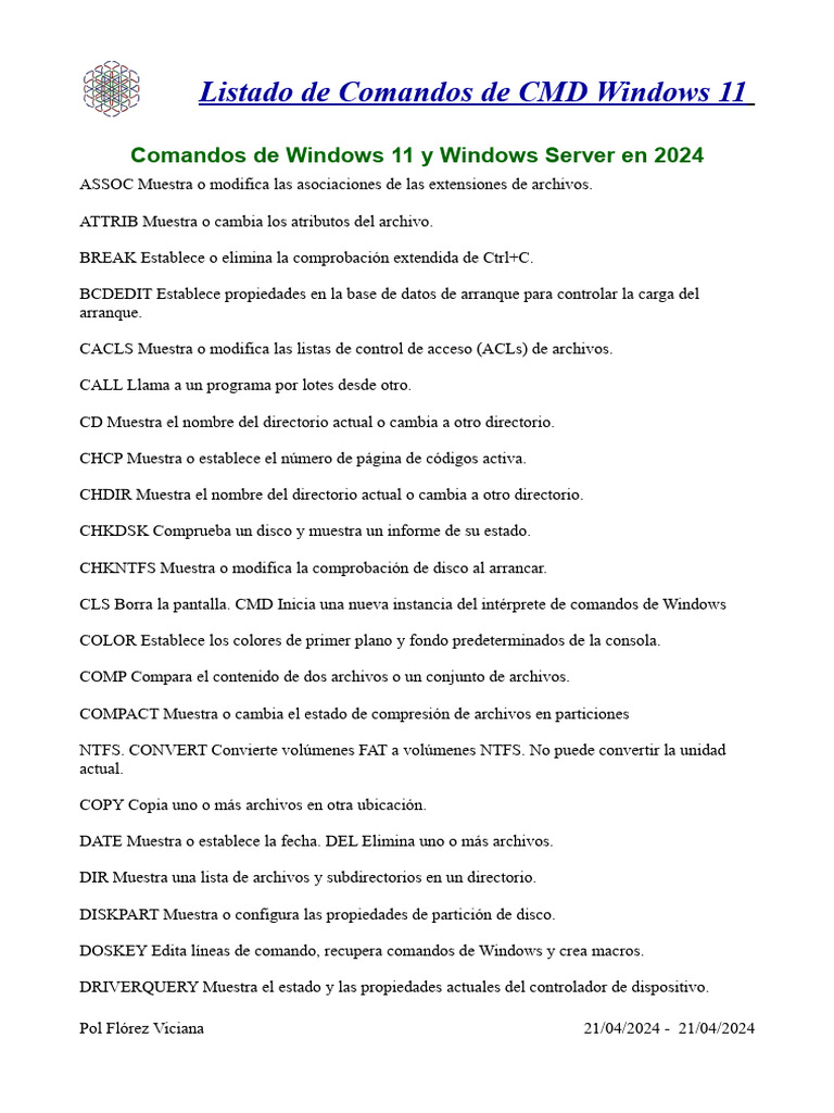 Manual de Comandos de CMD Windows 11 | PDF | Archivo de computadora ...
