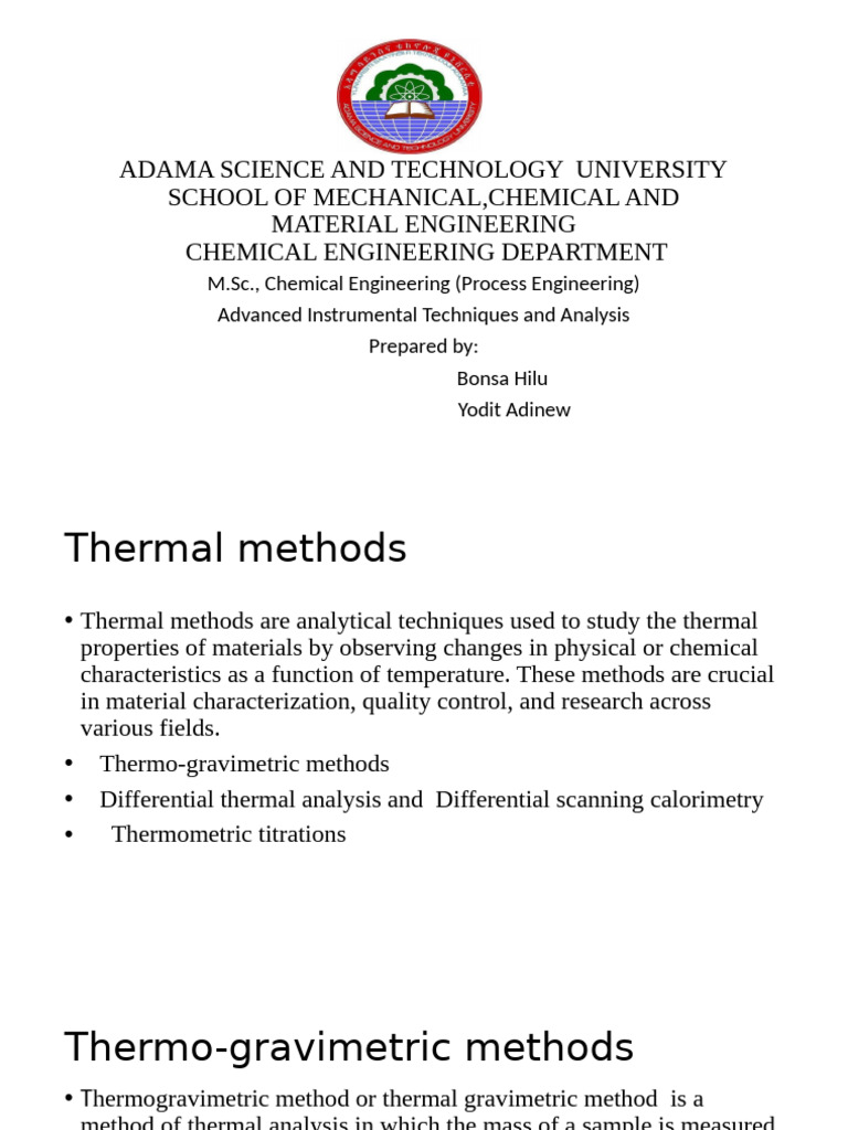 Instrumentation | PDF | Thermogravimetric Analysis | Thermal Analysis