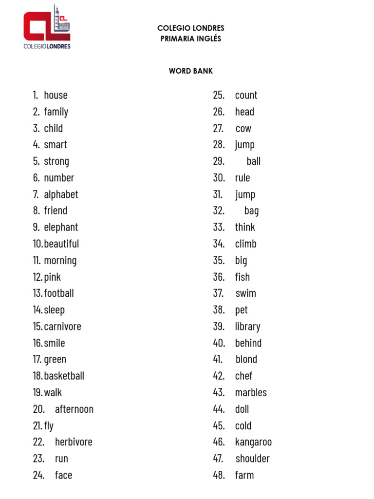 Word Bank Spelling | PDF
