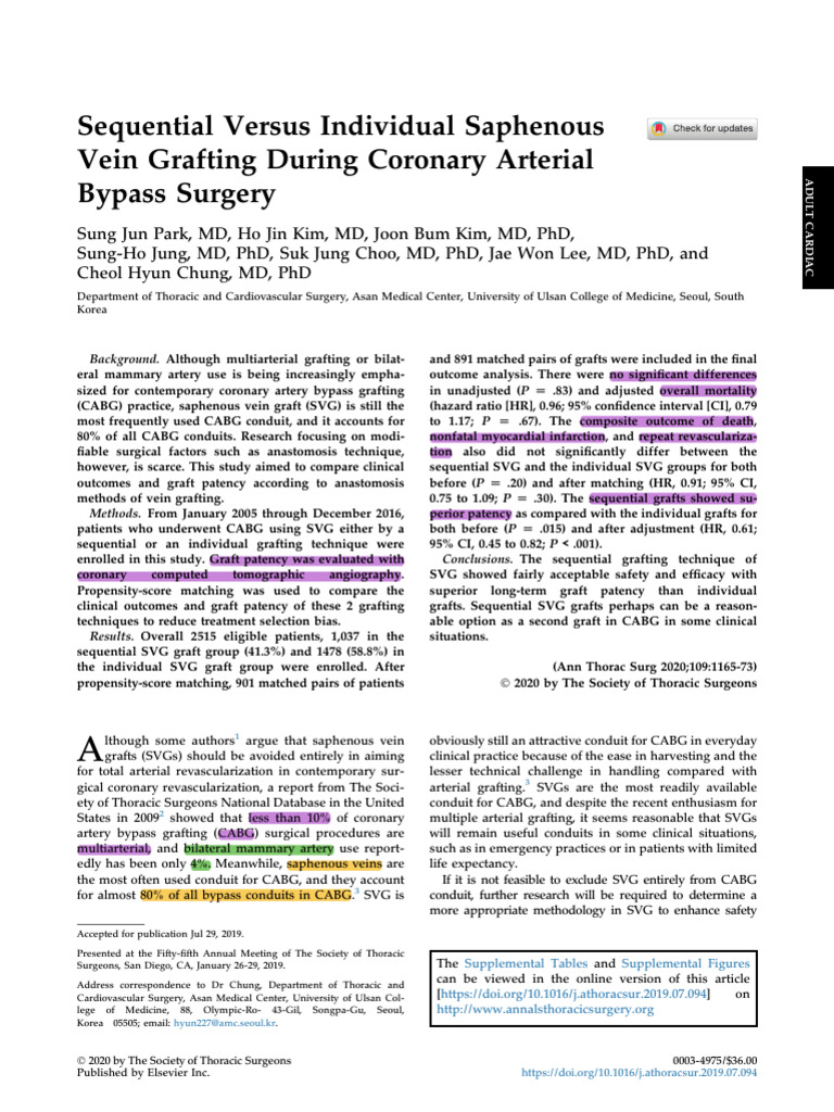 Sequential Vs Multiple RSVG in CABG | PDF | Coronary Artery Bypass ...