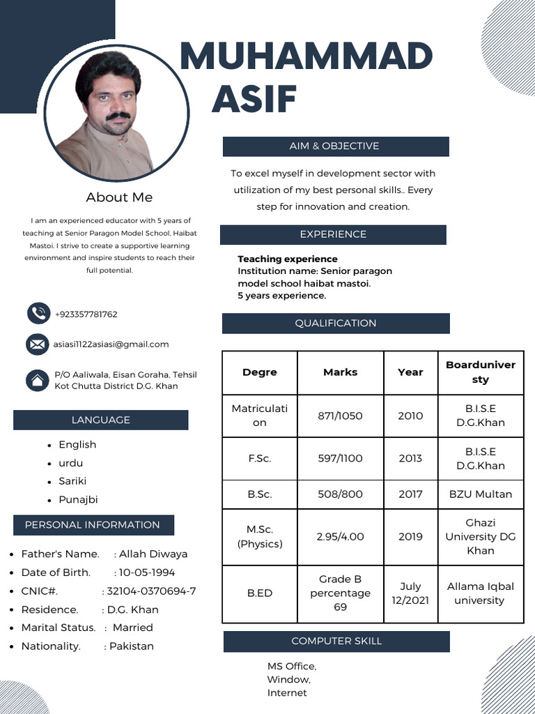Blue Professional Modern CV Resume | PDF | Languages Of India | Pakistan