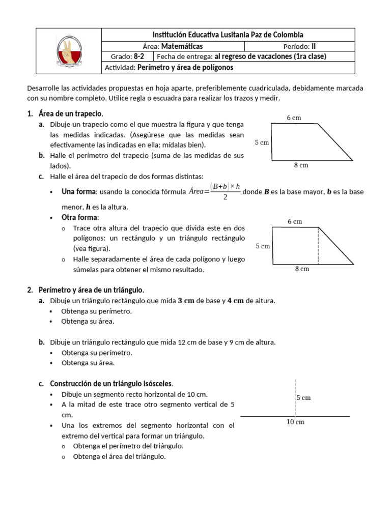 Taller Recuperación Geometría 2do Período | PDF | Triángulo | Rectángulo