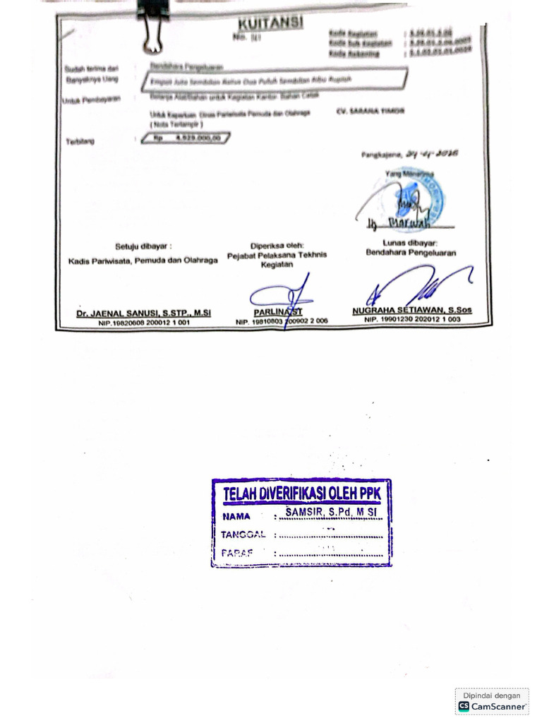 Bahan Cetak CV Sarana Timor 4.929.000 | PDF