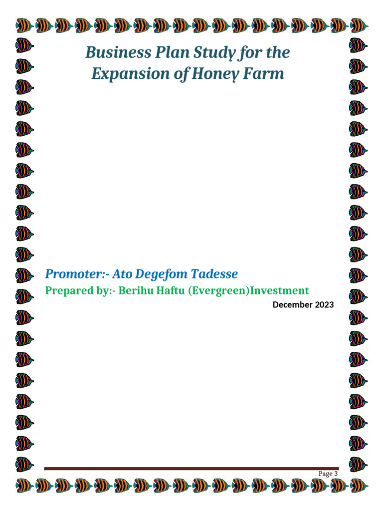 Business Plan Study For The Tsadike | PDF | Beekeeping | Beehive