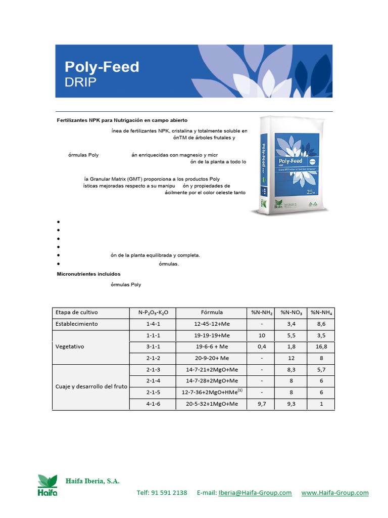 Polyfeed Drip | PDF | Fertilizante | Rieles