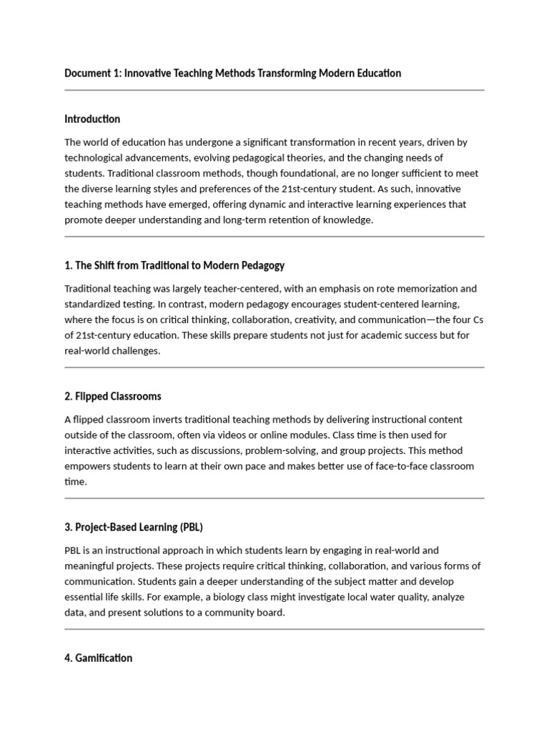 Innovative_Teaching_Methods_Education | PDF | Learning | Teaching Method