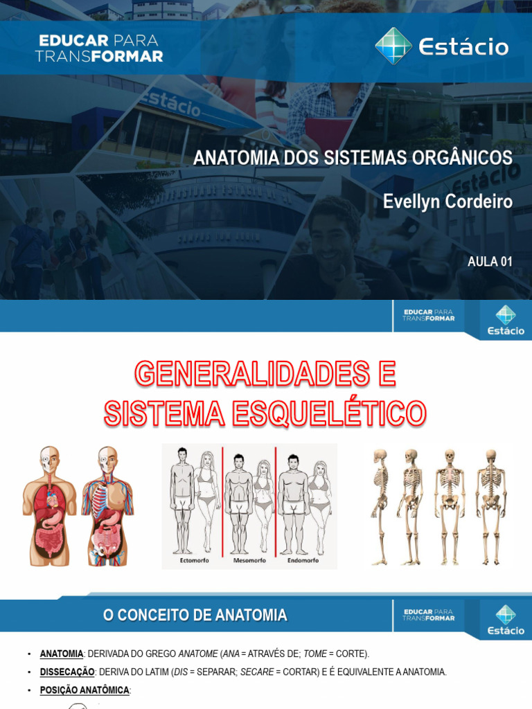 Aula - 01 - Generalidades 2 | PDF | Anatomia | Movimentos anatômicos