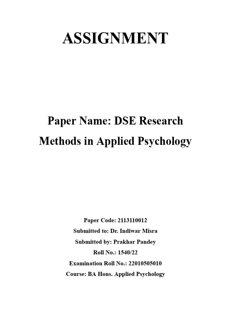 Research Methods - Assignment - Prakhar Pandey - 1540 - 22 | PDF | Quantitative Research ...