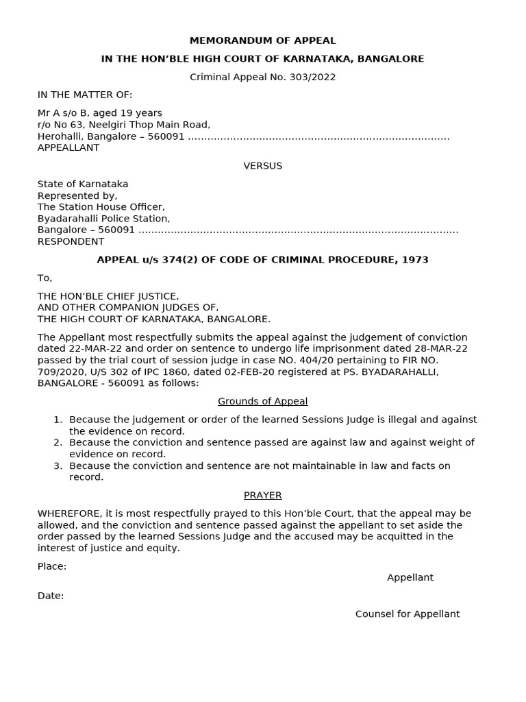 Criminal-Q7 Memo of Appeal | PDF